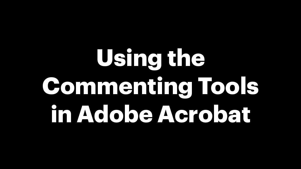 Acrobat Commenting Tools - YouTube