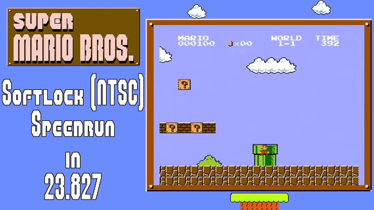 [WR] Super Mario Bros. Softlock (NTSC) Speedrun in 23.827 - YouTube