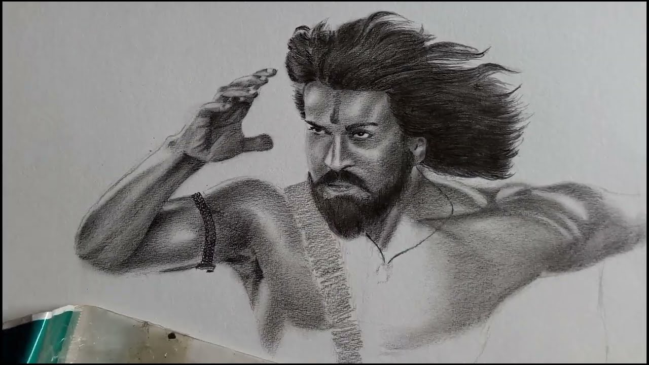 Ramcharan Pencil Drawing From RRR Movie || RRR Movie Drawing - YouTube