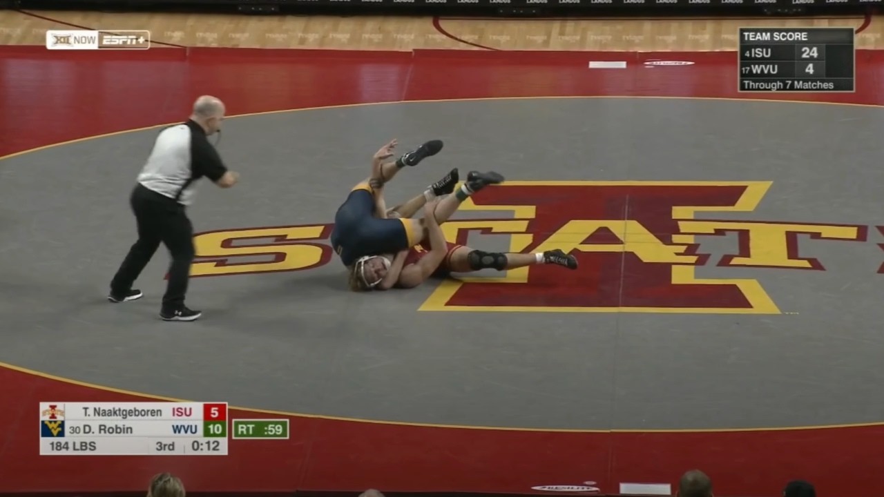 184lbs Dennis Robin (West Virginia) vs Tate Naaktgeboren (Iowa State ...