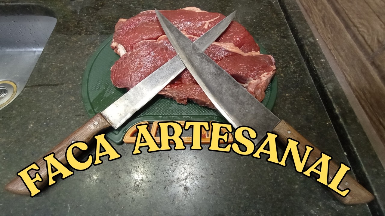 Teste Real da Faca Artesanal Feita com Facão Velho 🔥 Churrasco na ...