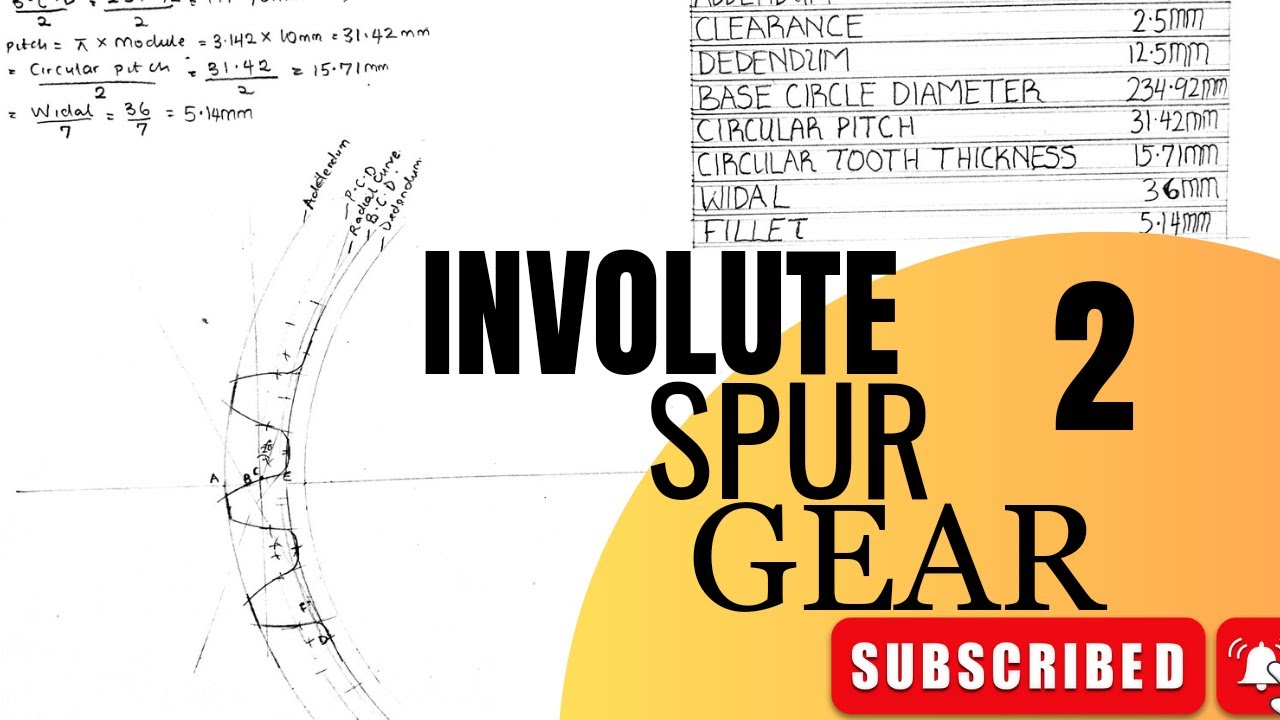 INVOLUTE SPUR GEAR CONSTRUCTION part 2 | engineering drawing - YouTube