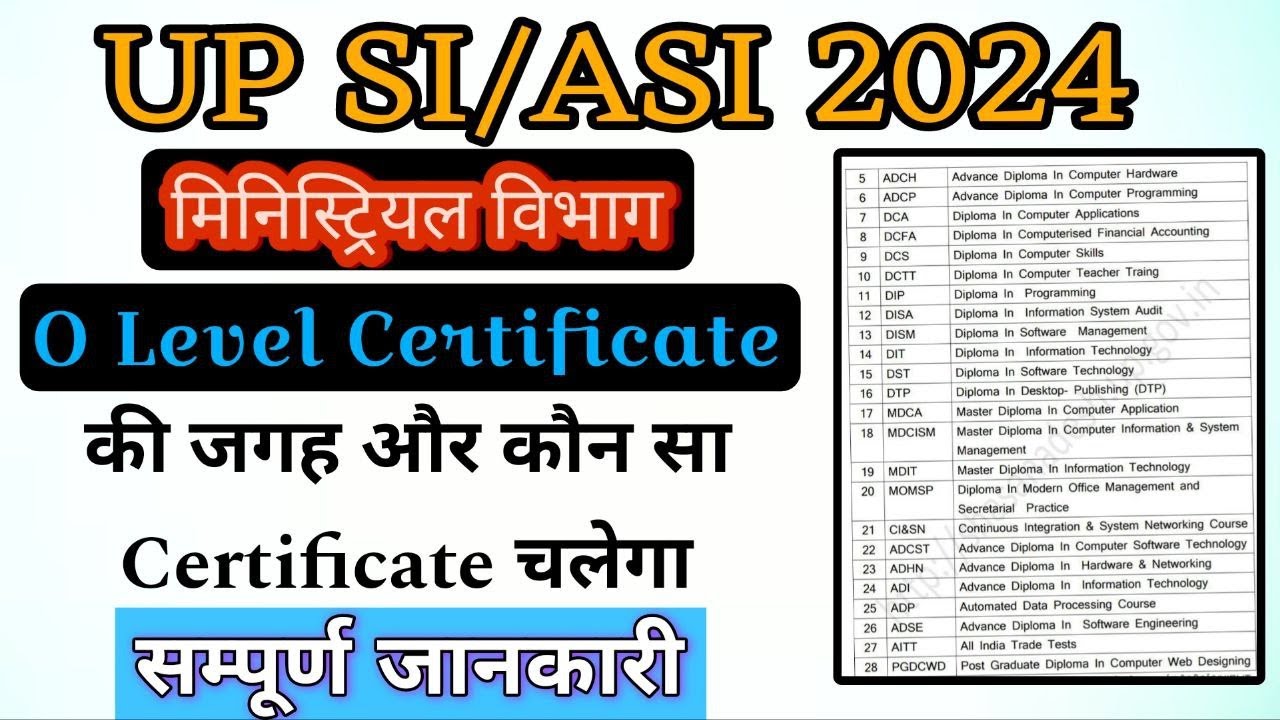 UPSI/ASI 2024 O LEVEL Equivalent certificate| o level के समकक्ष Degree ...