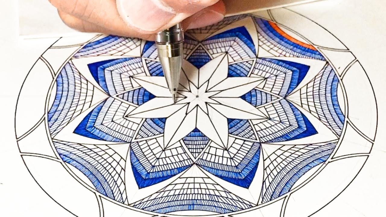 How to draw a geometric art using a compass - YouTube