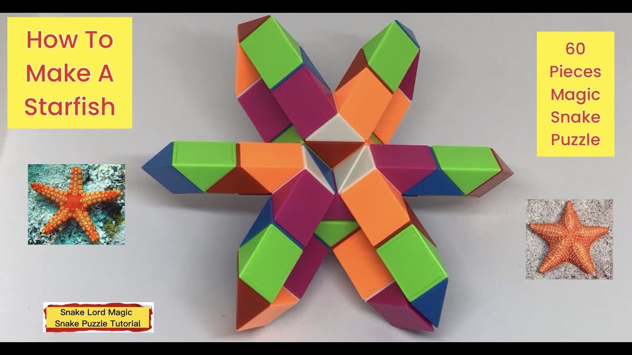 How To Make A Starfish - 60 Pieces Magic Snake Puzzle - 魔 尺60 段 - YouTube