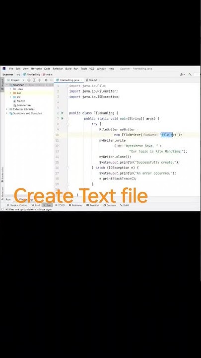 Create Text file in Java || #viral #coding #shorts - YouTube