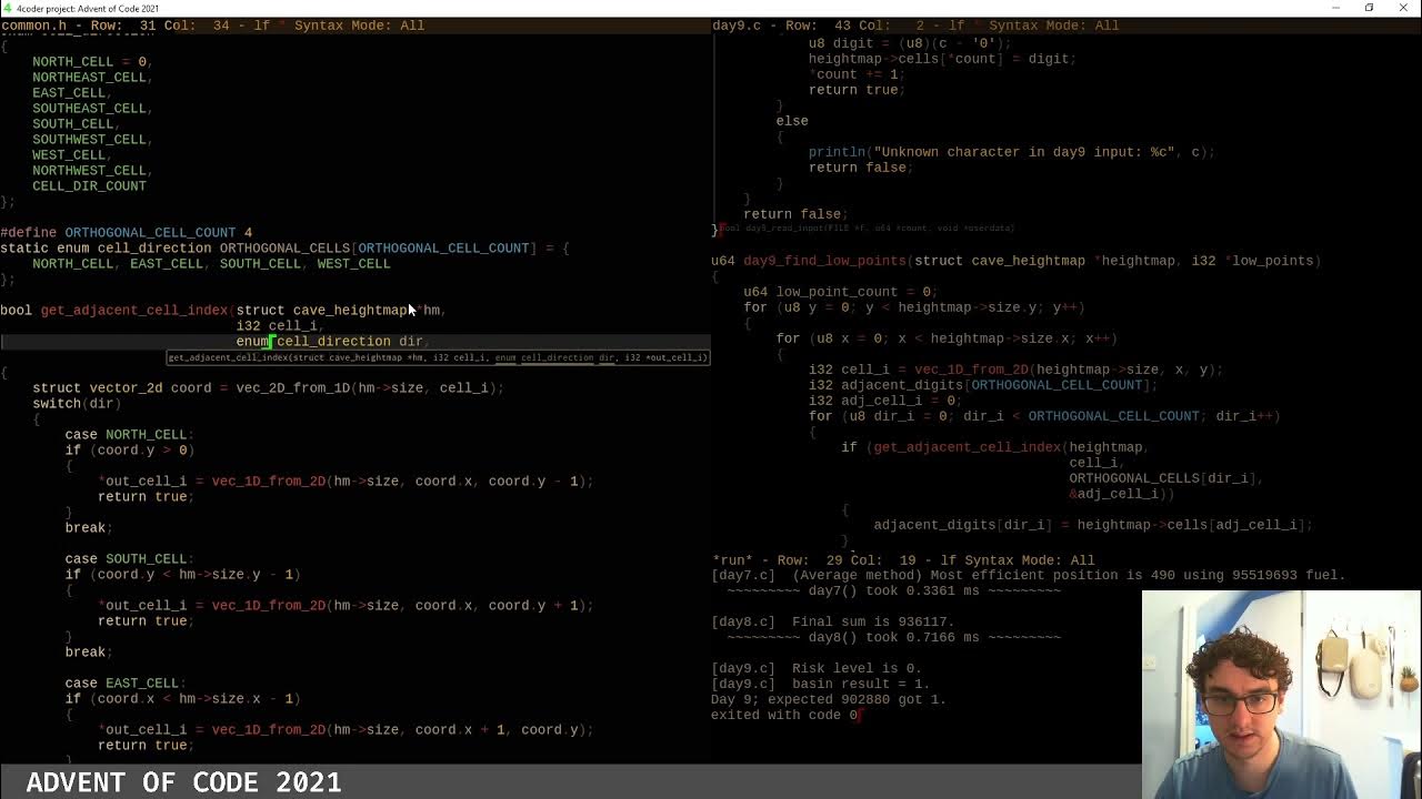 Advent of Code 2021 in C - Day 11 Part 1 - YouTube