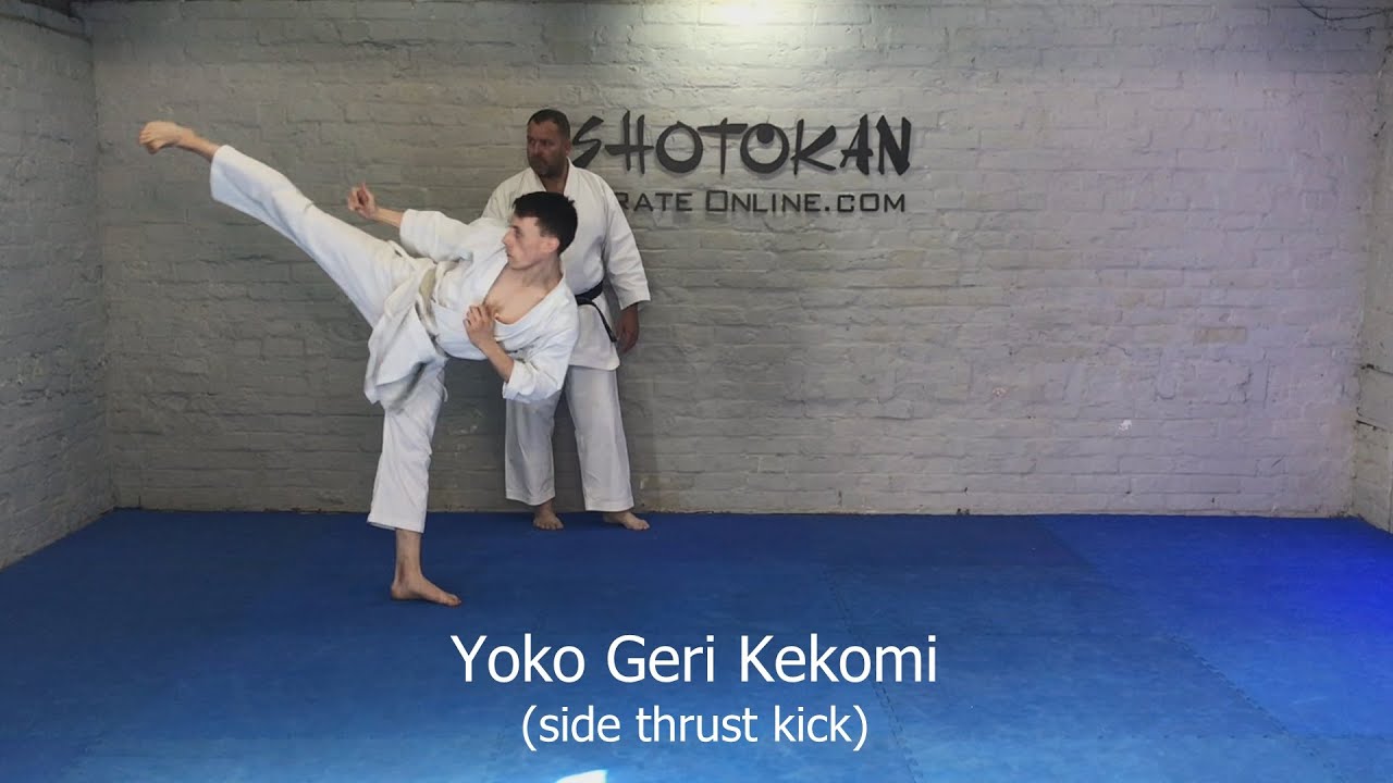 4th Kyu Syllabus Yoko Geri Kekomi From Fighting Stance - YouTube