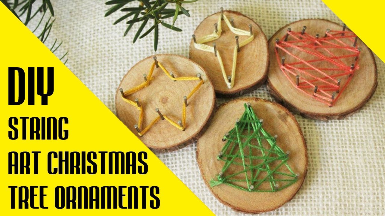 DIY STRING ART CHRISTMAS TREE ORNAMENTS - YouTube