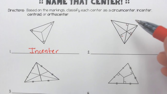 Orthocenter Incenter Centroid Circumcenter
