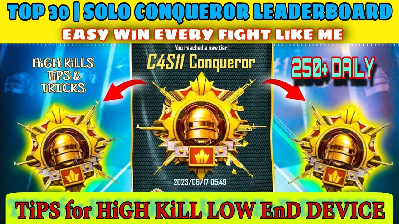 TOP 30 | HiGH Kill SOLO CONQUEROR TIPS FOR LOW END DEVICE | GAMEPLAY ...