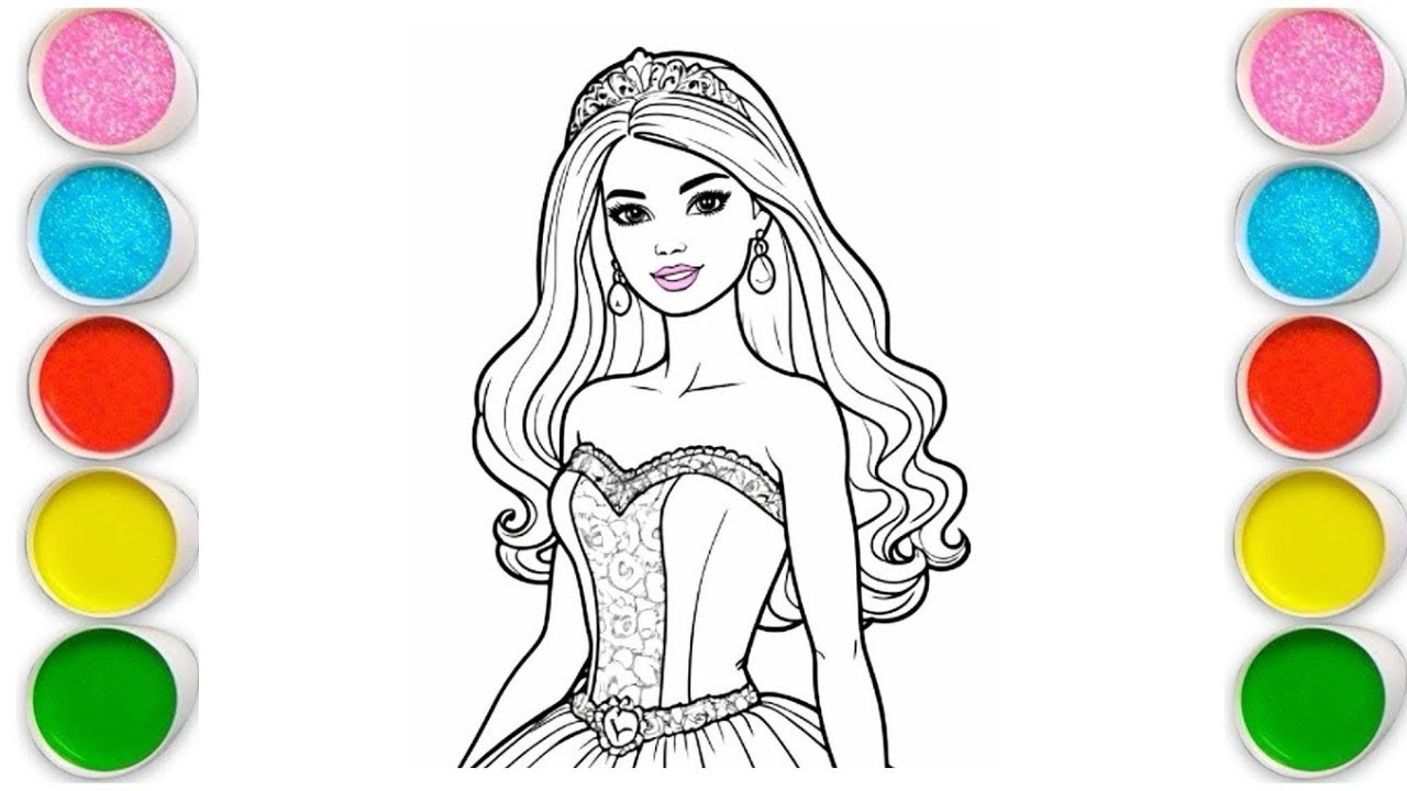 Cute Barbie Girls Drawing for kids, Painting & Coloring for kids | Let ...
