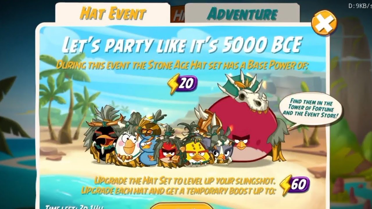 Angry Birds 2 - Hat Event: The Primitive Adventure with Stone Age Hat ...