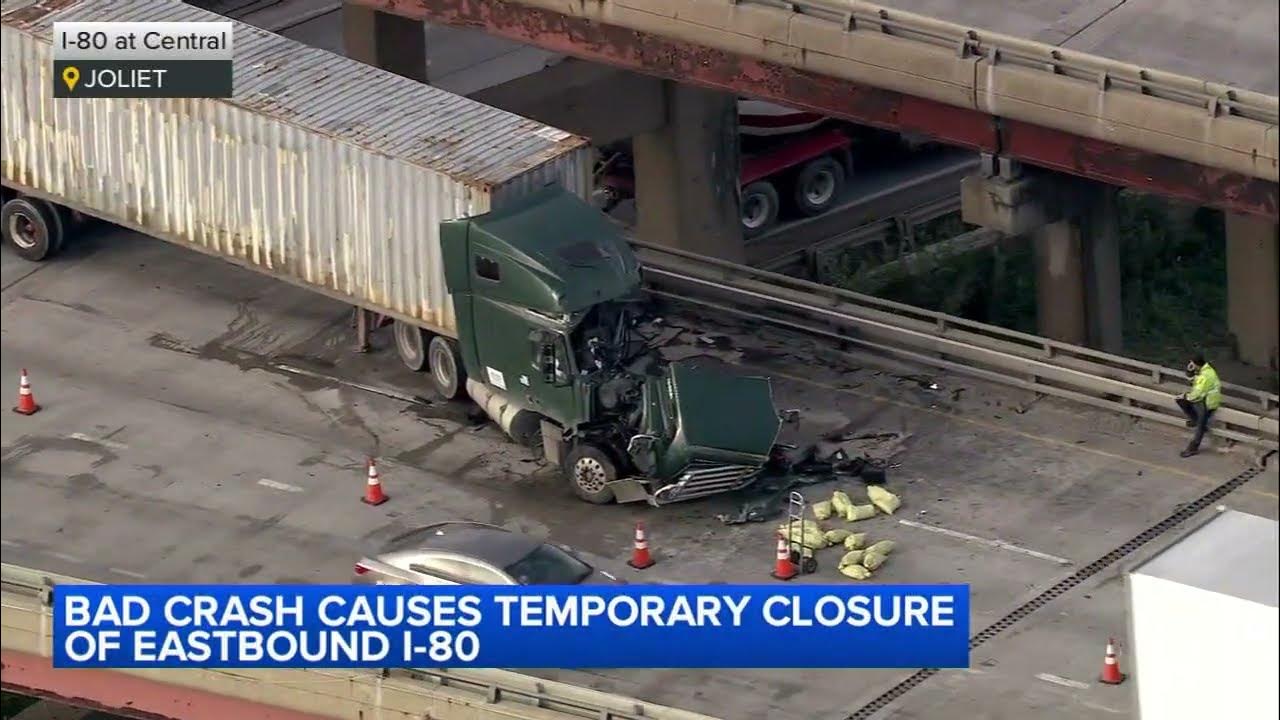 Driver seriously injured after semi-trucks crash on I-80 eastbound near Joliet - YouTube