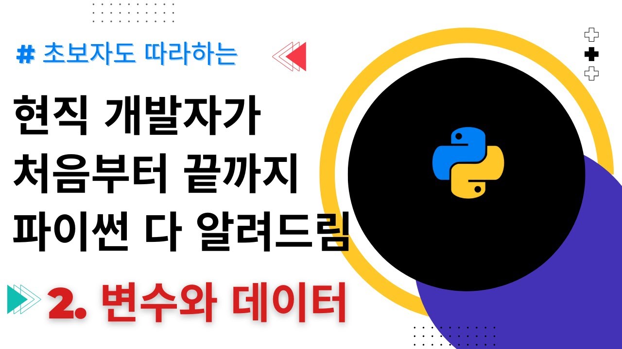 초보자도 따라하는 파이썬 기초 강의 교육 변수와 데이터 Youtube