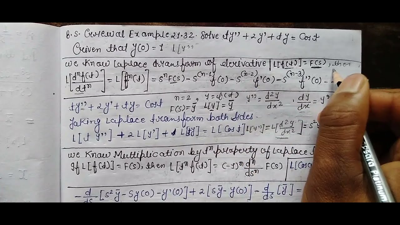 Solve by transform method of the equation ty"+2y'+ty=cost ; Given y(0 ...