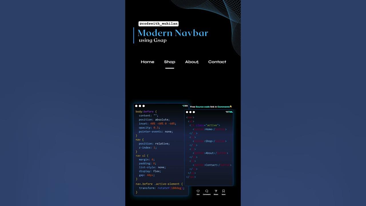 Modern Navbar Codewithmuhilan Css Coding Navbar Gsap Youtube