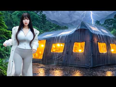 ☔LÜKS BİR ŞİŞME ÇADIRDA KESİNTİSİZ YAĞMUR ALTINDA KAMP⚡│YAĞMUR ASMR│ŞİDDETLİ YAĞMUR│YAĞMURDA KAMP│