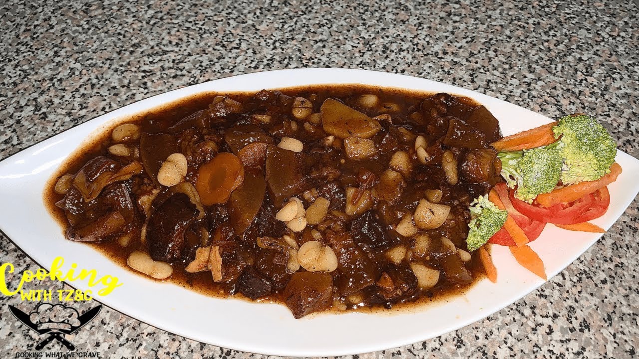 How to Cook COW HEAD and Bean | Cow Skin and Bean | Cooking with TZC ...