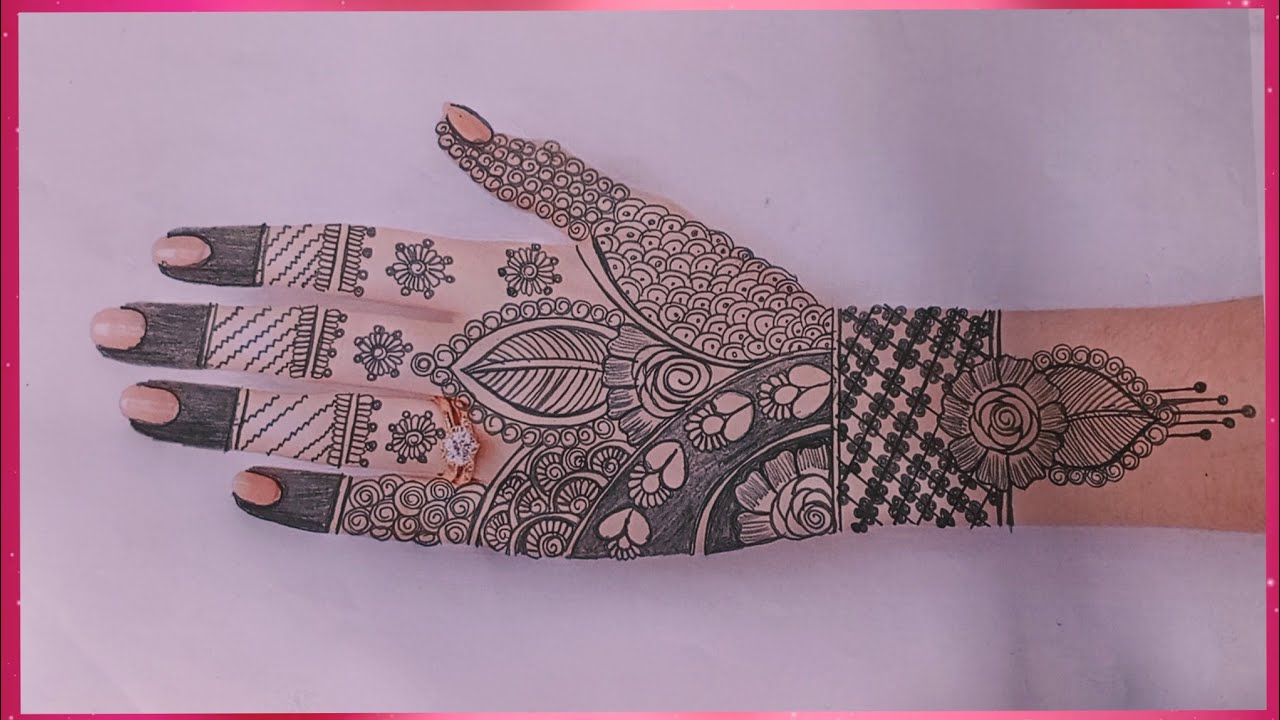Easy festival mehndi design# stylish mehndi with pencil on paper#simple ...