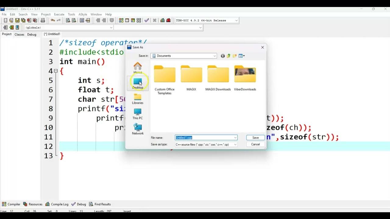 Writing a program to find the size of variables using Sizeof Operators in C programming - YouTube