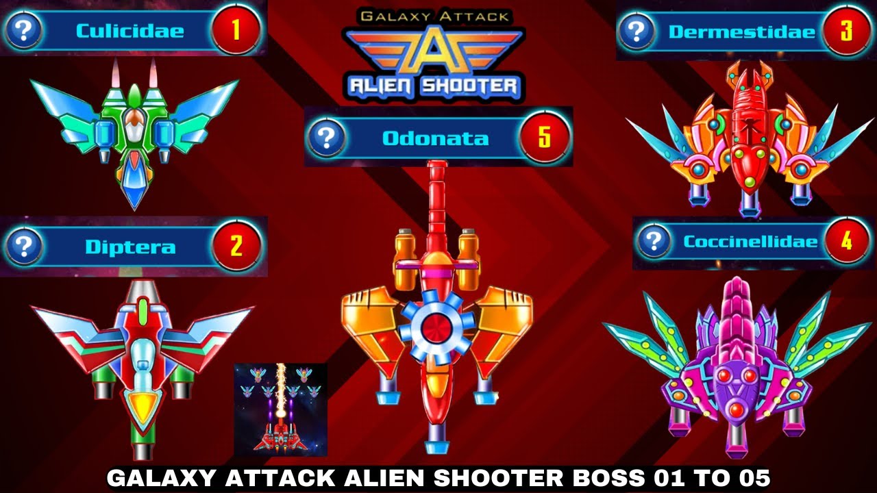 Galaxy Attack Alien Shooter | Boss Mode Level 01 To 05 | All Bosses ...