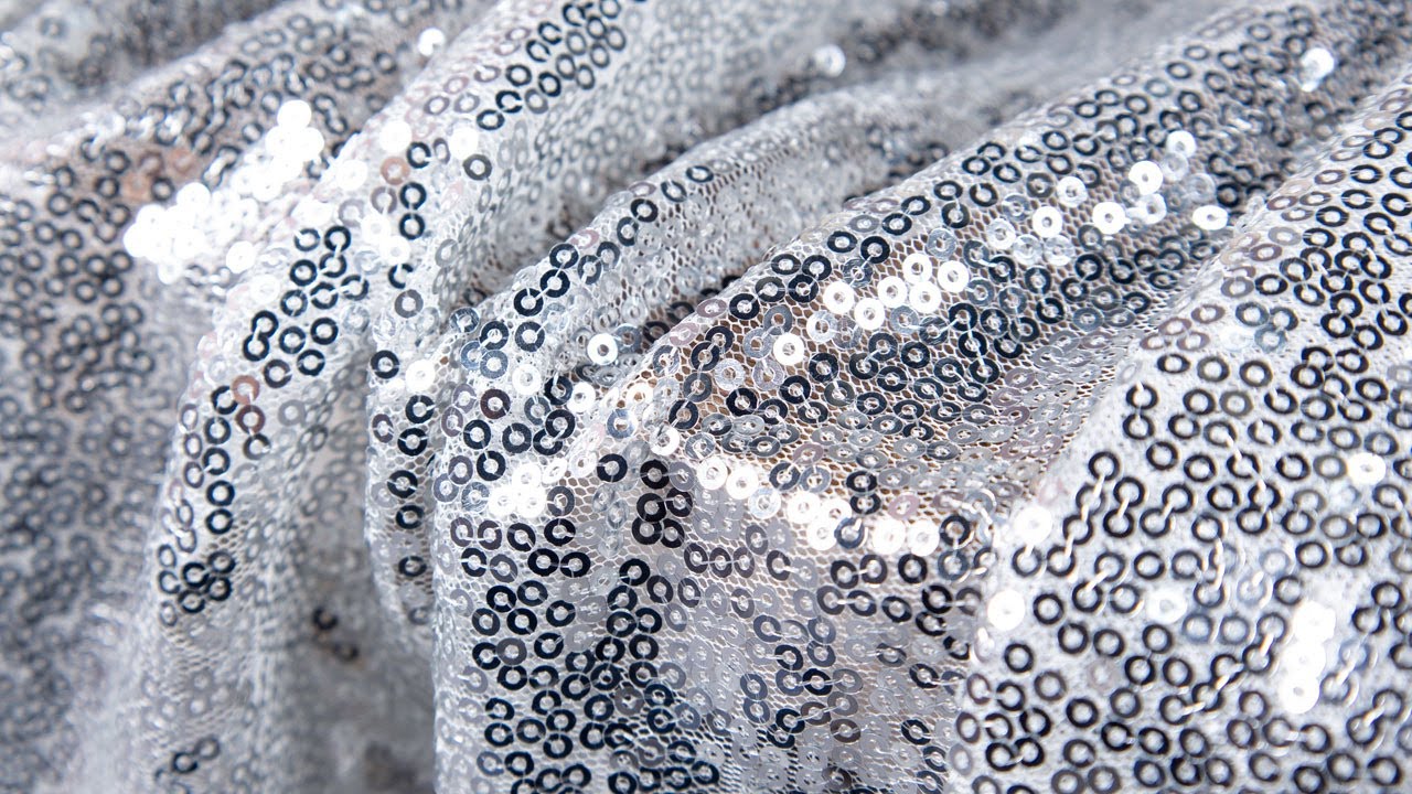 [OneYard] 3mm Shiny Silver Sequins Glitz on Mesh by the Yard 30264 ...