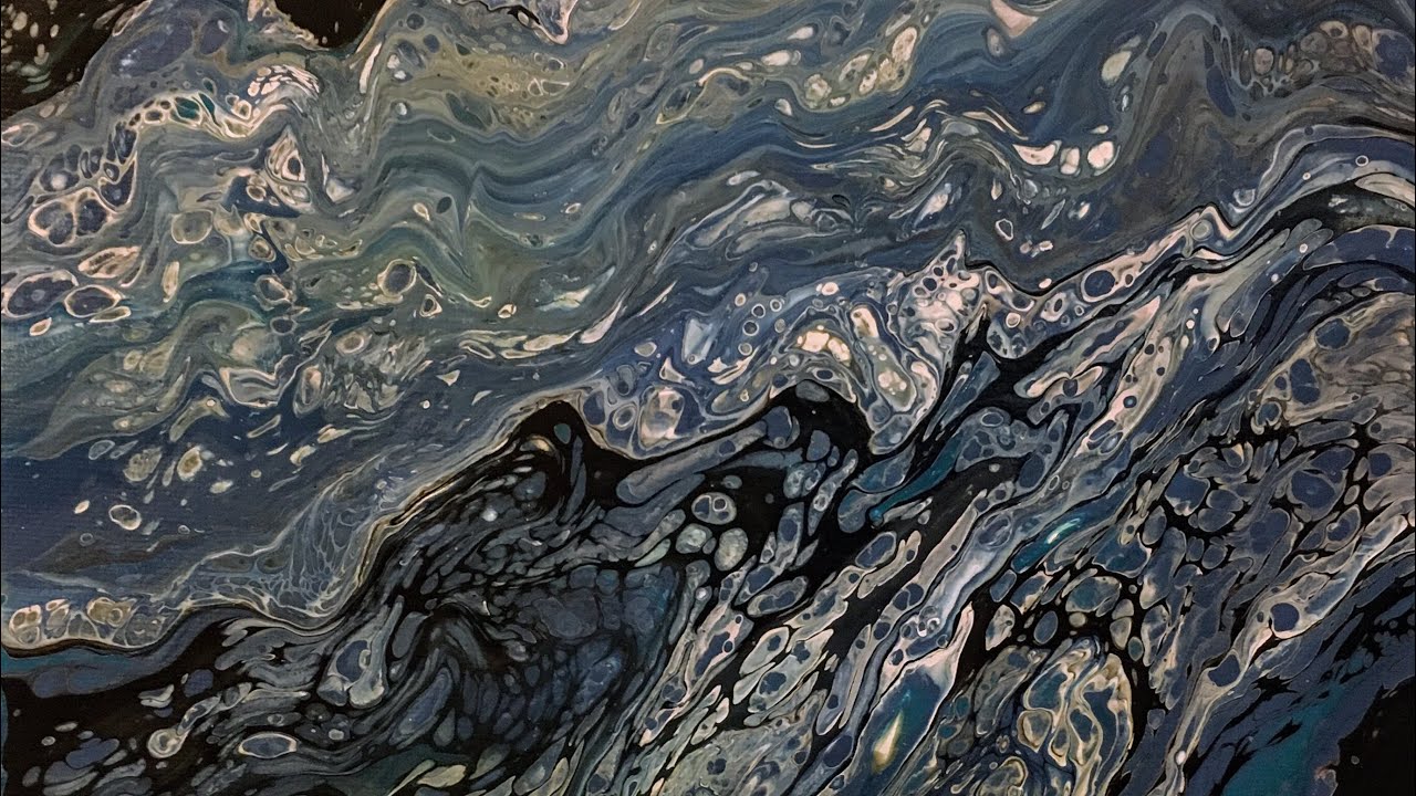 Blue Acrylic Pour Swipe and Tilt Painting - YouTube