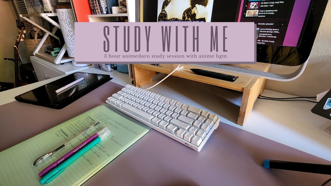 3 hour animedoro study session | study with me - YouTube