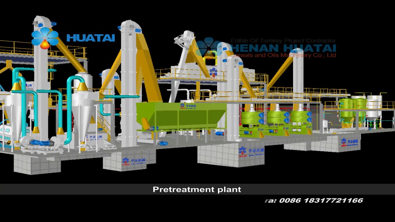 3D Demo of edible oil pretreatment plant/cooking oil pre-pressing line ...