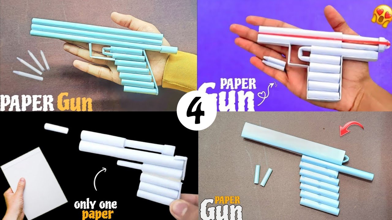 4 best paper craft ideas | Making 4 amazing paper toy guns | paper guns ...