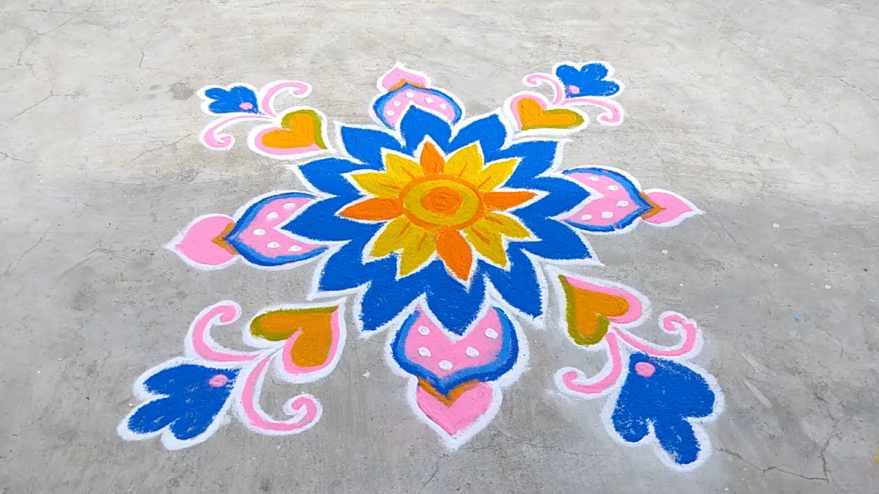 Simple Rangoli Kolam Design for Beginners | Easy Daily Kolam | Step-by ...