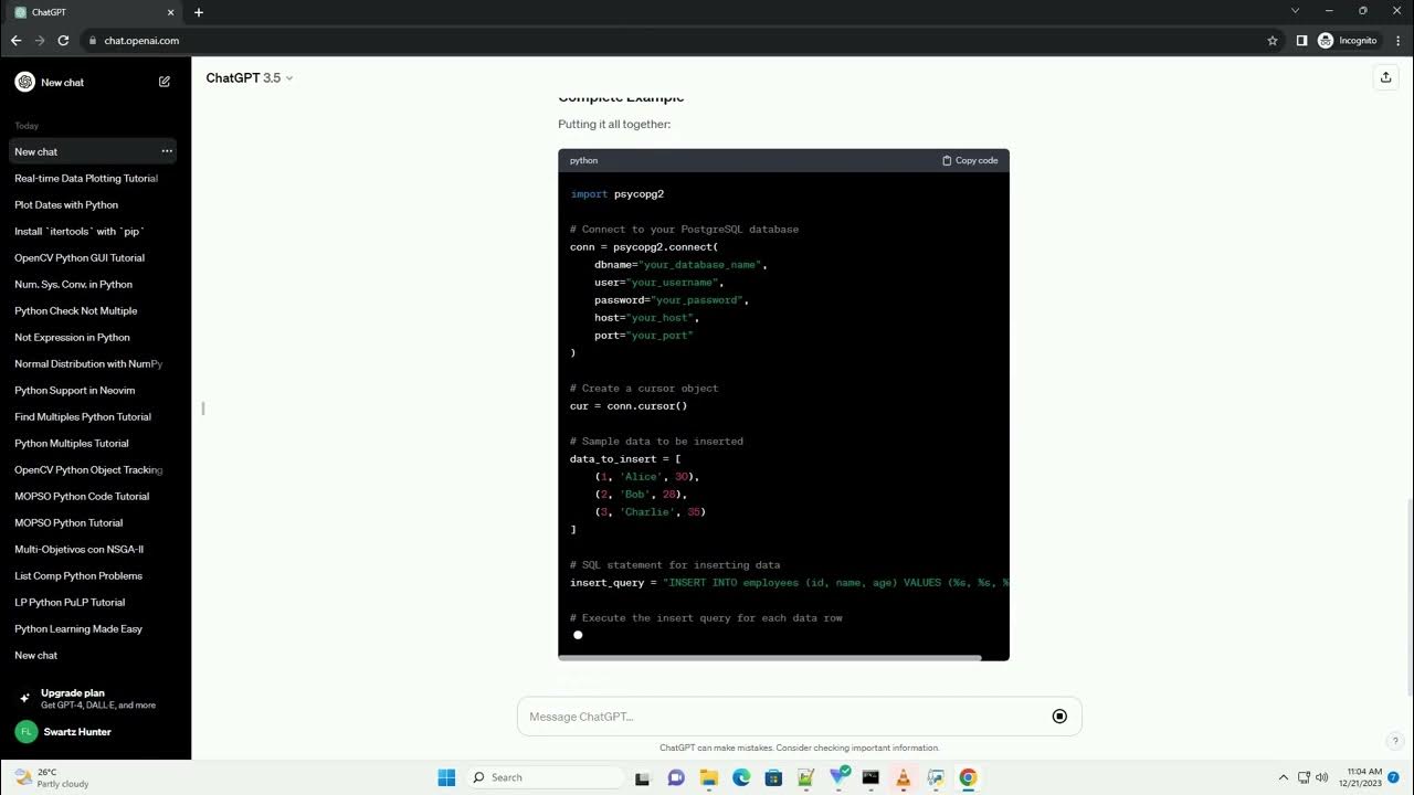 Postgresql Python Insert Data Into A Table Youtube