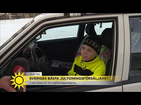 Tioårige Liam köpte bil för jultidningspengarna - Nyhetsmorgon (TV4)