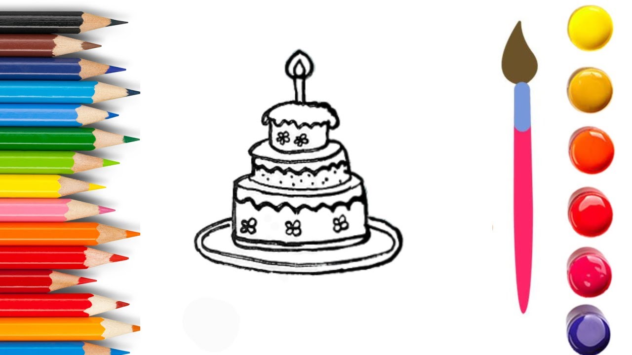 How to Draw a Cute Birthday🎂Cake | happy birth day cake drawing step by ...