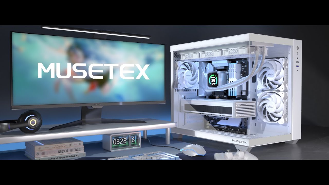 MUSETEX Dual Chamber ATX Computer Case, White, Y6 - YouTube