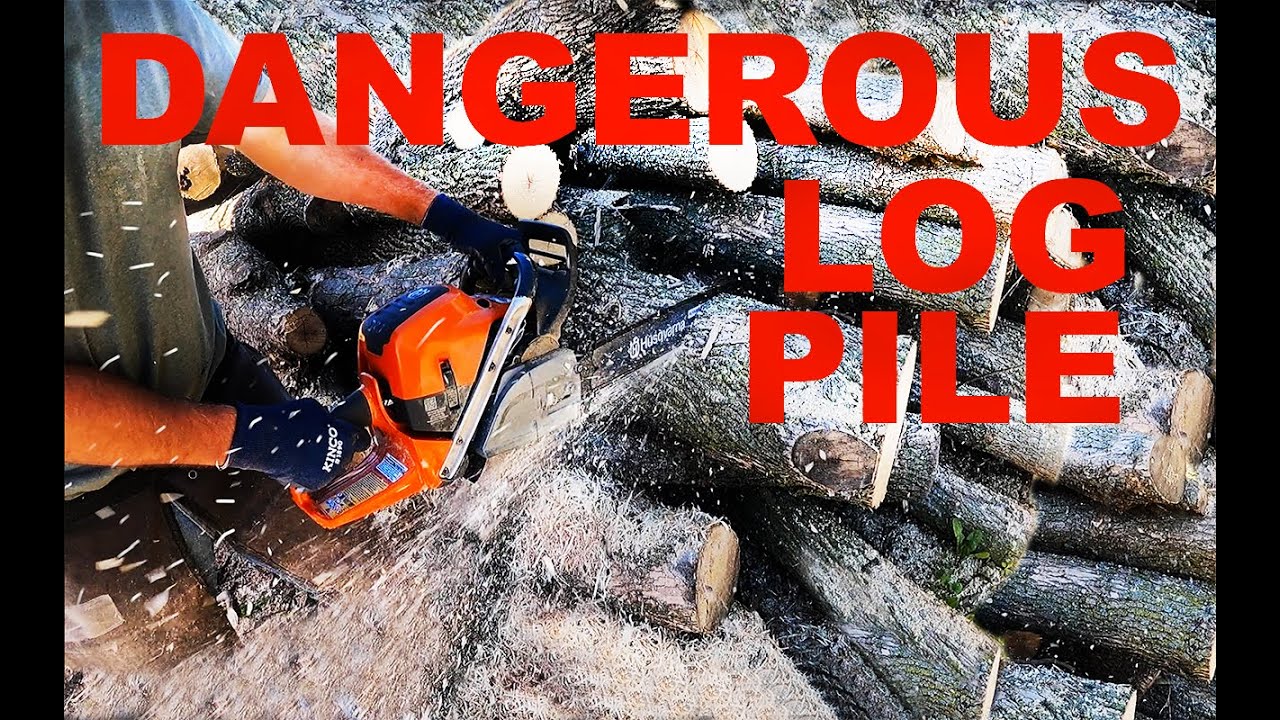 DANGEROUS LOG PILE COLLAPSE!! WOODYARD CARNAGE! - YouTube