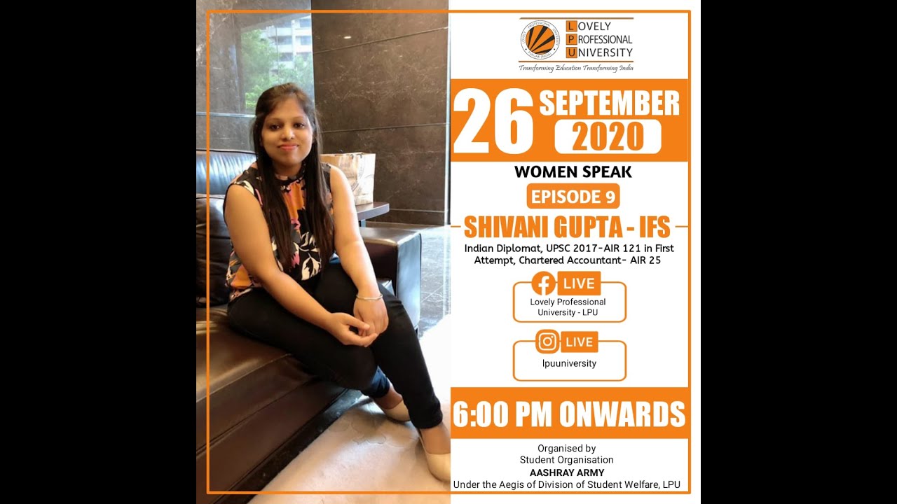 Ms. Shivani Gupta | IFS 2017 Batch | UPSC AIR 121 | Aashray Army ...