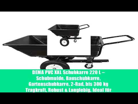 DEMA PVC XXL Schubkarre 220 L – Schubmulde, Bauschubkarre, Gartenschubkarre, 2-Rad, bis 300 kg