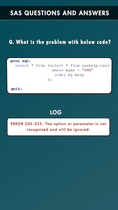 SAS Proc SQL Interview Question #sasprogramming - YouTube
