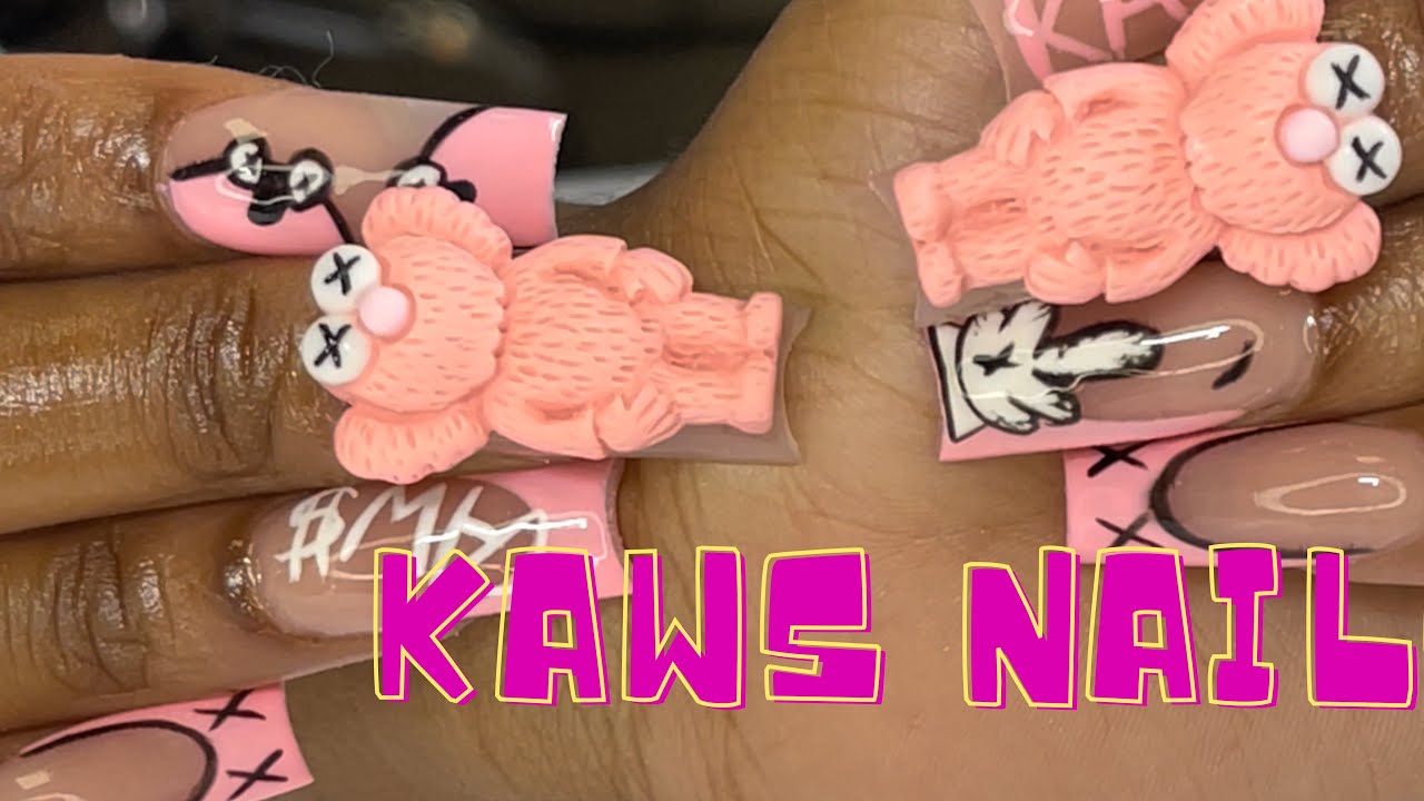 Kaws nails| how to do kawsnails #acrylicnails#nailstutorial# ...