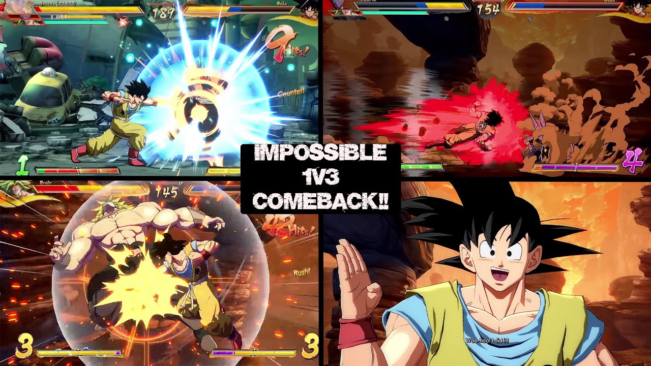 Base Goku Broken?! A Impossible 1v3 Comeback - [DBFZ] - YouTube