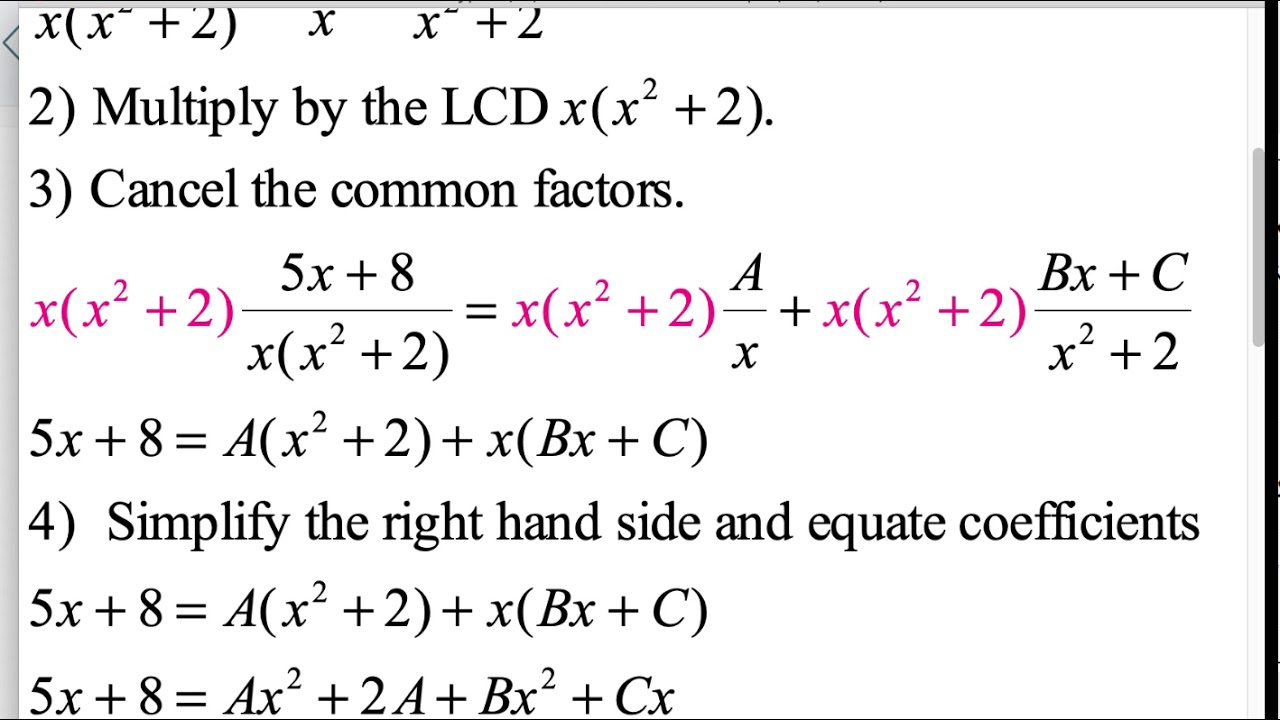 Partial Fraction Irreducible Quadratic - YouTube