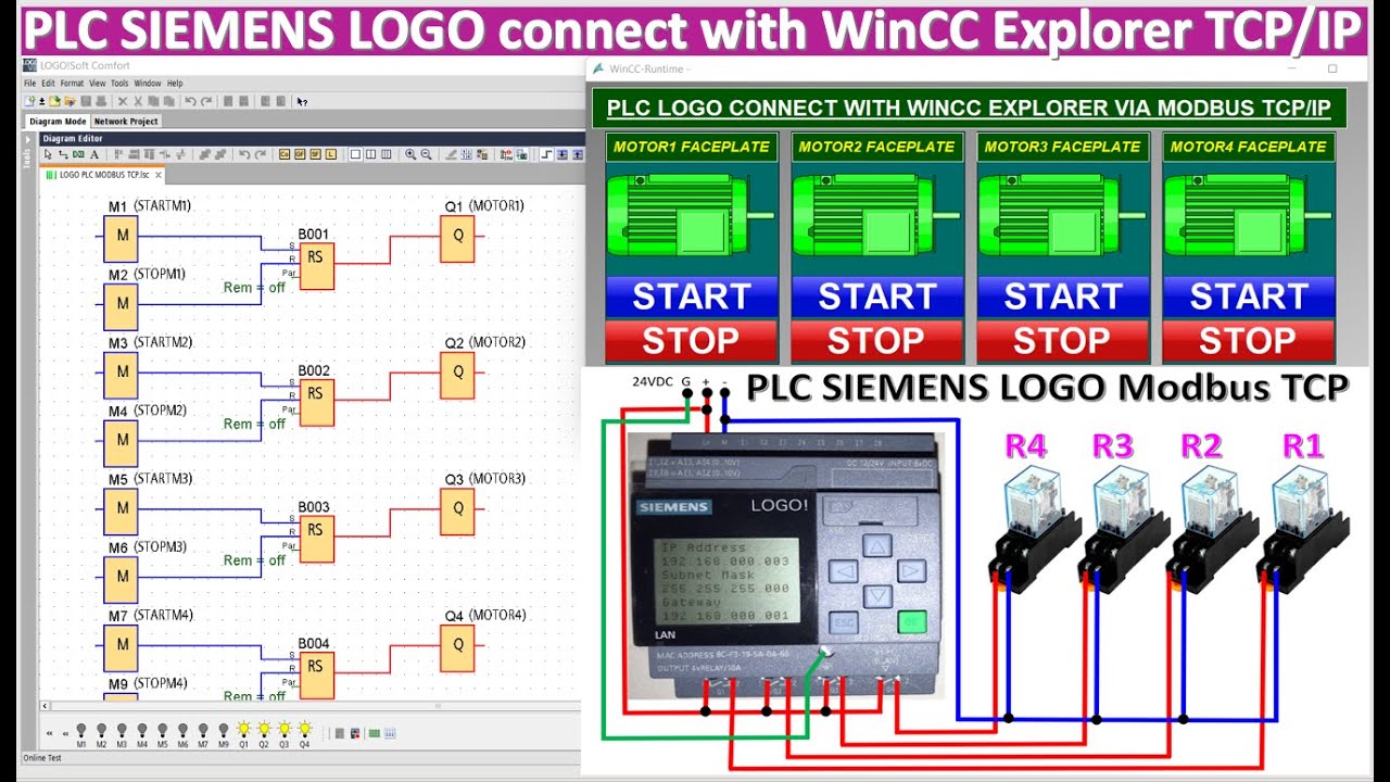 PLC LOGO Modbus communication with WinCC Explorer V7.5 SCADA - YouTube