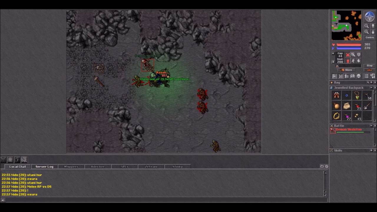 [Tibia Melee Paladin (RP) - 20 level] challenging Demon Skeleton - YouTube