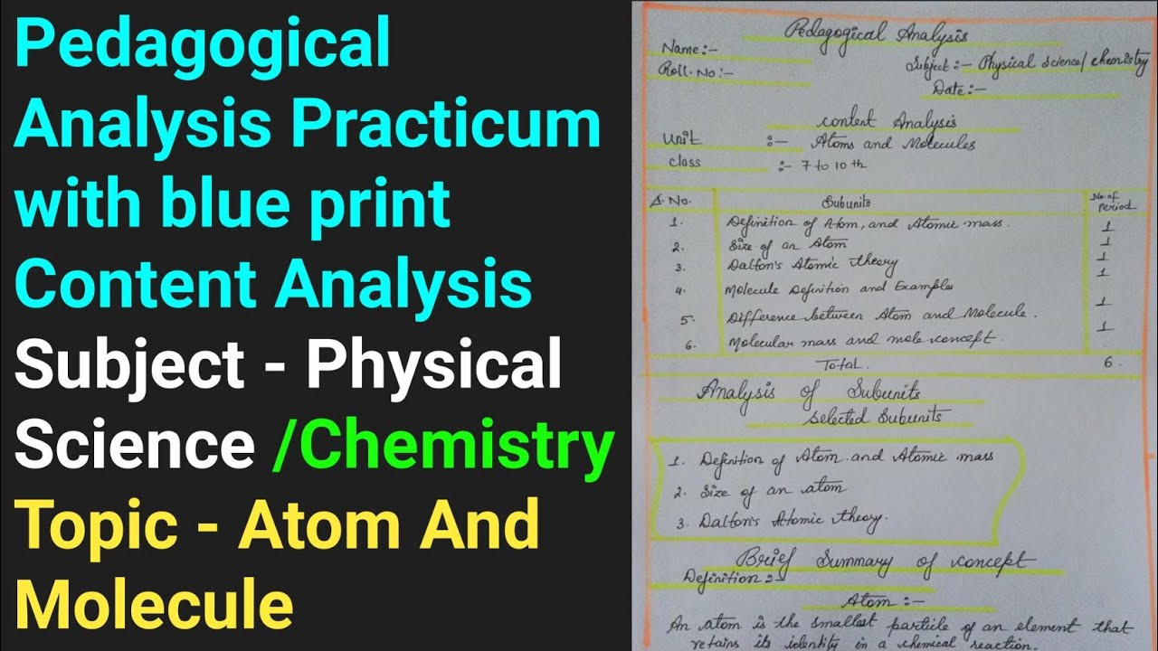Pedagogical Analysis Practicum with blue print Subject- Physical ...