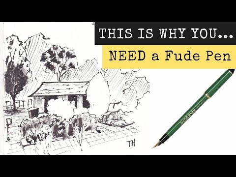 Fude Nib Fountain Pen Urban Sketching Tutorial // Sailor Fude Pen