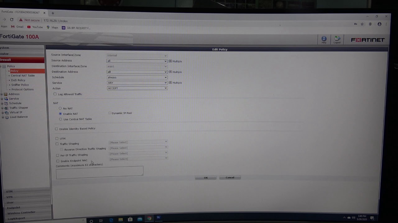 Configure the Fortigate 100A Firewall - YouTube
