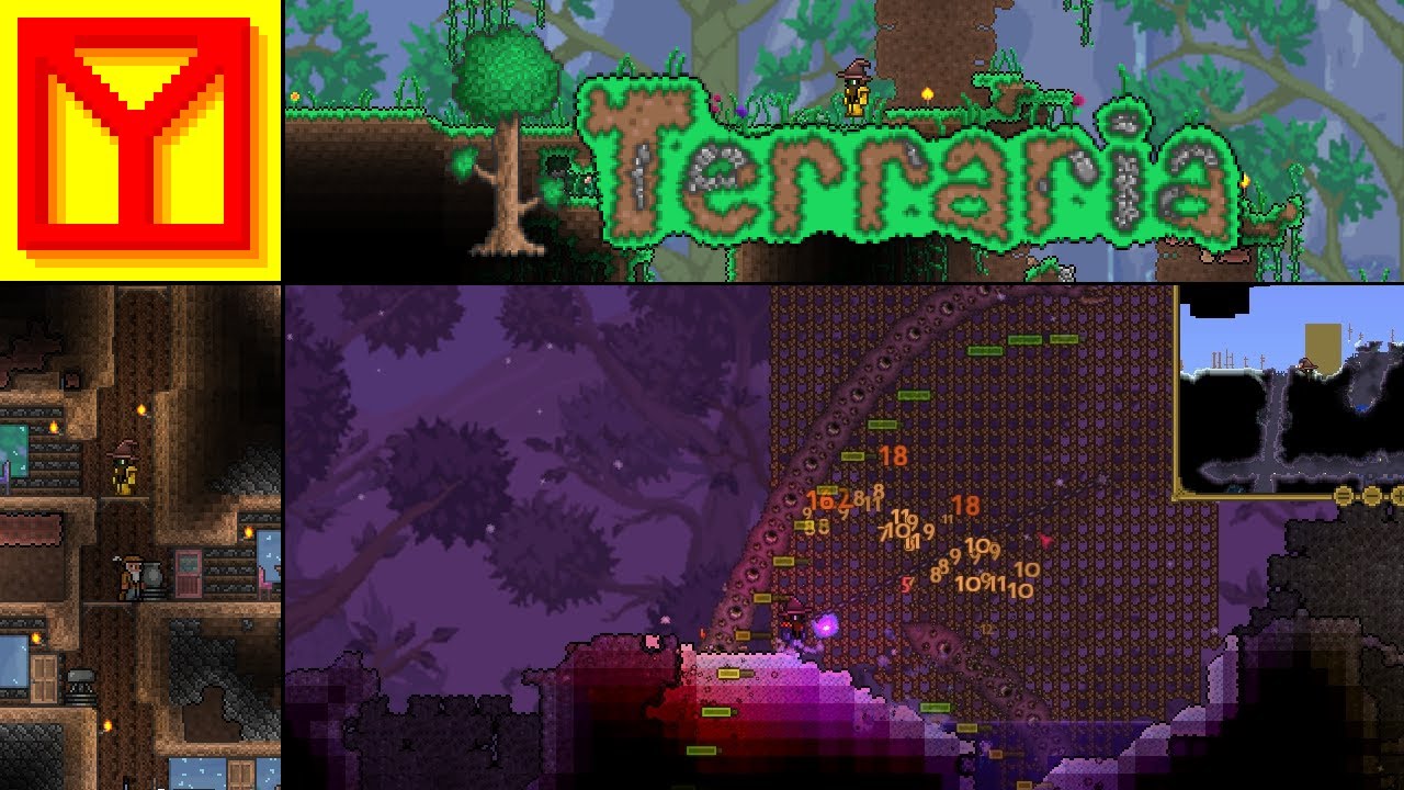Terraria - Eater of Worlds in a rope arena - YouTube