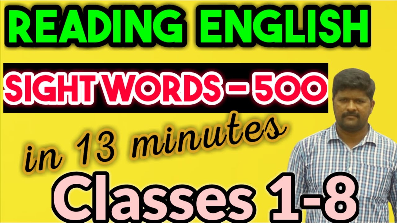 ENGLISH Important 500 Words in Reading (part -1) for classes 1-8 ...